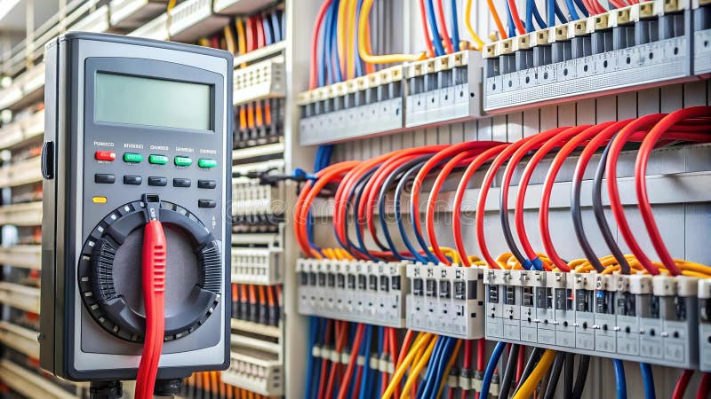 Digital Multimeter on a Wire-Filled Electrical Panel Generative AI ...