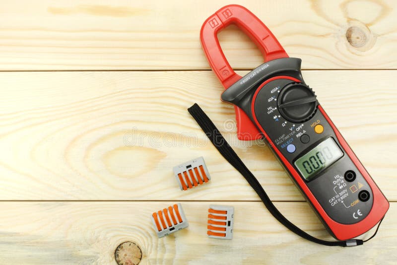Digital Multimeter for Wiring on a Wooden Table Stock Image - Image of ...