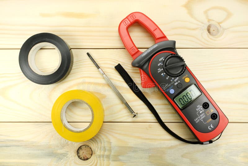 Digital Multimeter for Wiring on a Wooden Table Stock Photo - Image of ...
