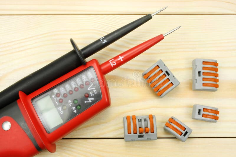 Digital Multimeter on a Wooden Table Stock Photo - Image of measuring ...