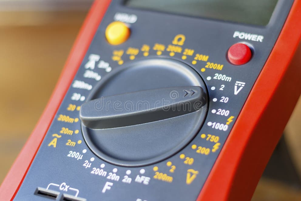 Digital Multimeter on a Wooden Table in the Workshop Closeup Stock ...