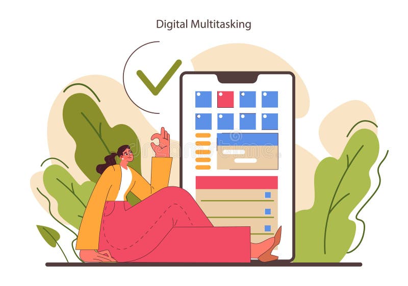 Digital Multitasking. Effective and Competent Office Worker Time Stock ...