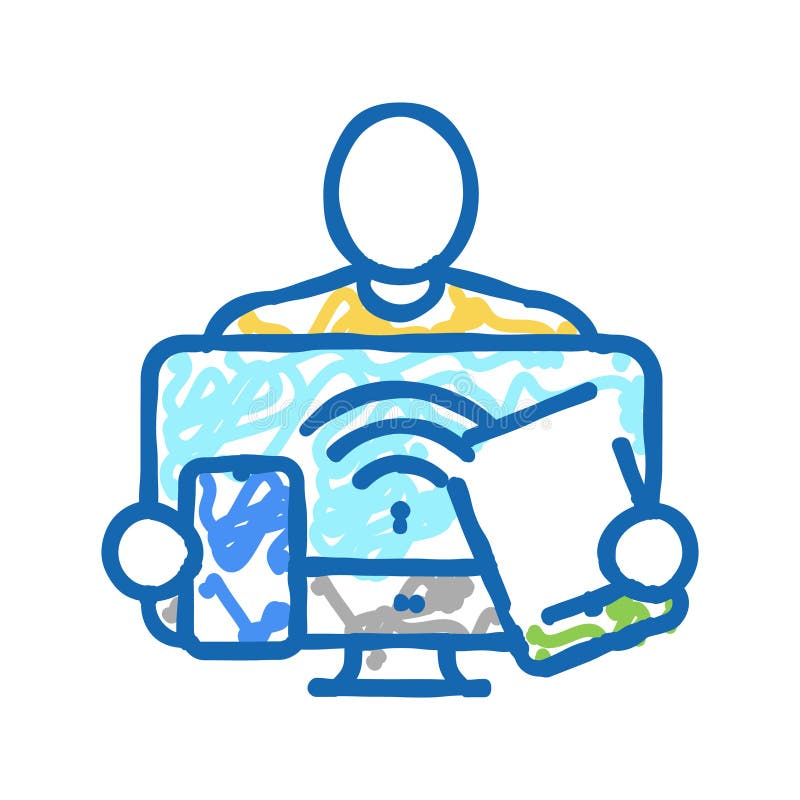 Digital Native Technology Icon Doodle Illustration Stock Vector ...