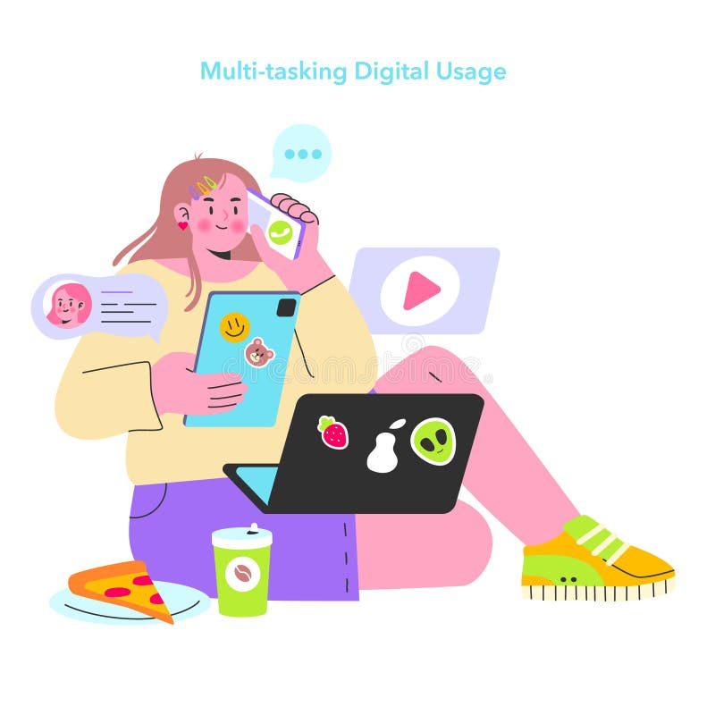 Digital Natives. Flat Vector Illustration Stock Vector - Illustration ...
