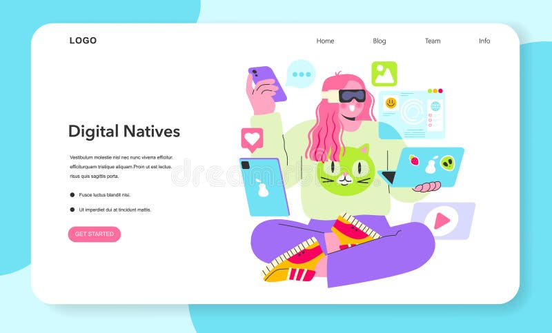 Digital Natives. Flat Vector Illustration Stock Vector - Illustration ...