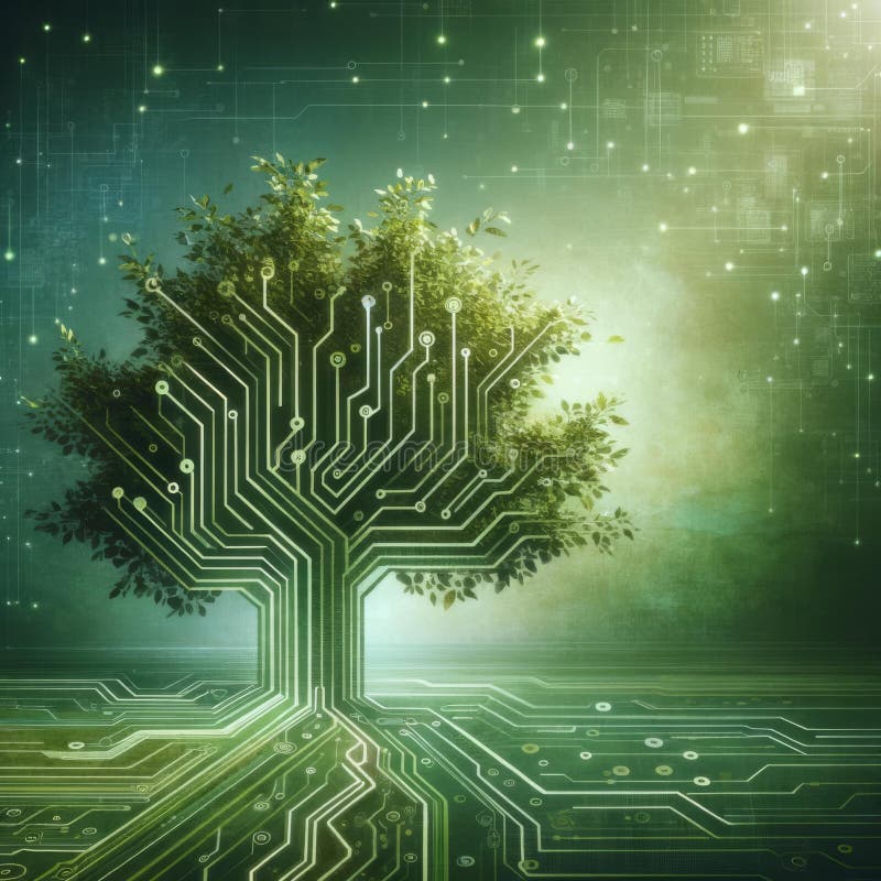 Digital Nature Fusion Concept, Eco Technology Theme Stock Illustration ...