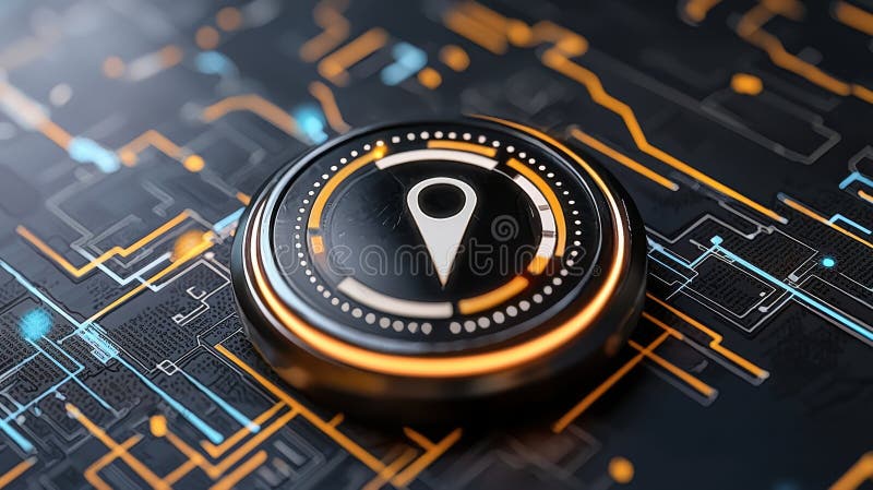 Digital Navigation Icon on Circuit Board Background, Showcasing ...