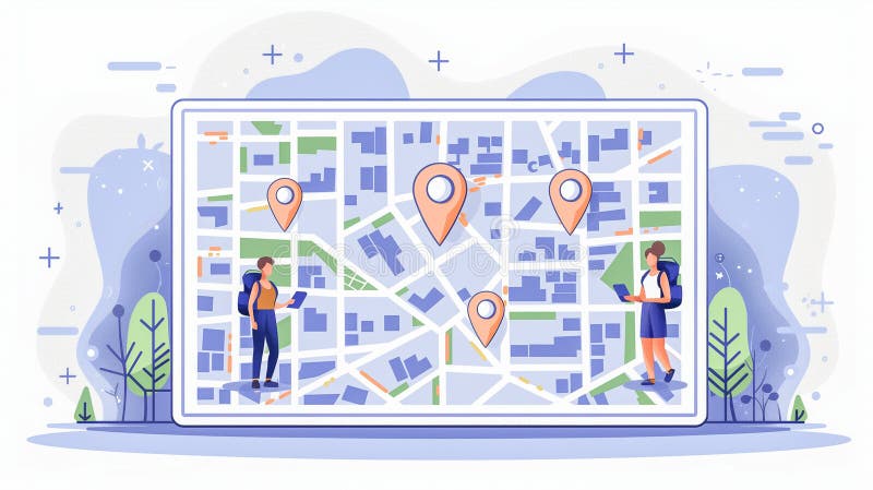 Digital Navigation and Location Mapping Illustration Stock Illustration ...