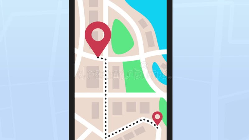 Digital Navigation Map on Mobile Phone Animation, GPS Animation Stock ...