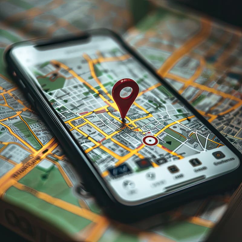 Digital Navigation on Smartphone Map Stock Photo - Image of road ...