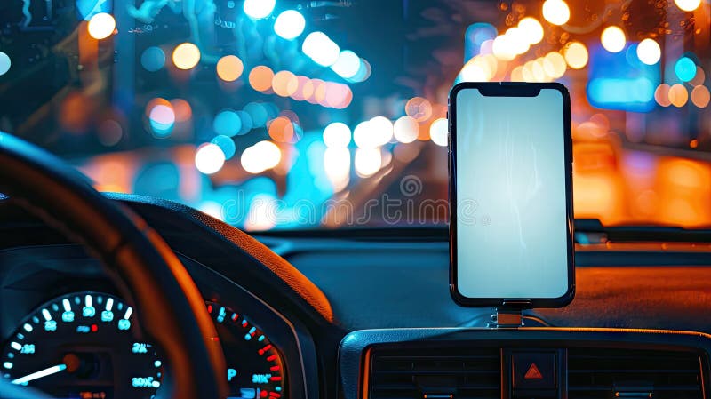 Digital Navigator: Cell Phone and Car Journey Stock Image - Image of ...