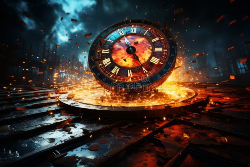 Digital Nebula with 2025 Numbers, Snake on Clock at Midnight in ...