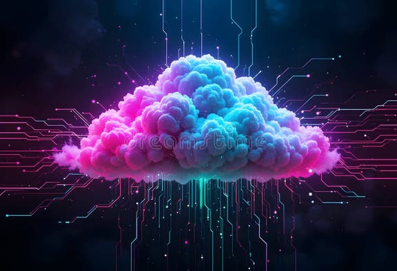 Digital Neon Cloud Computing Abstract Technology Data Network ...
