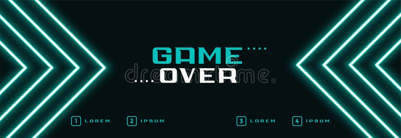Digital Neon Game Over Banner Design Stock Vector - Illustration of ...