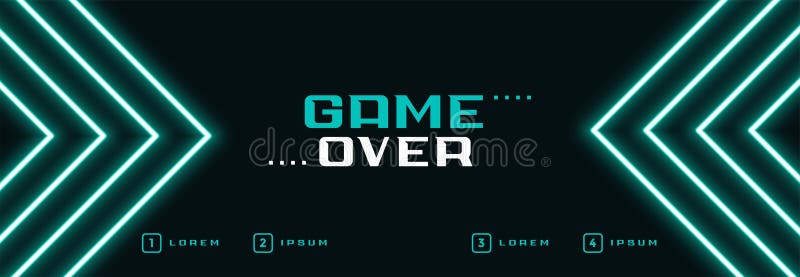 Digital Neon Game Over Banner Design Stock Vector - Illustration of ...