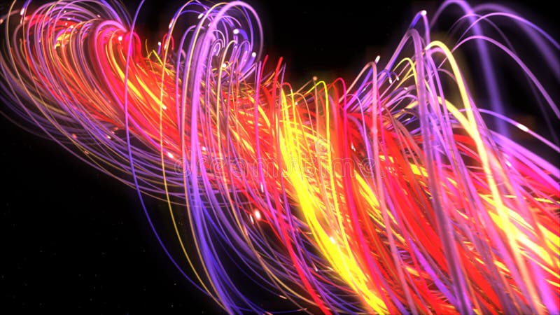 Digital Neon Multicolor Strings Lines Twisting. Geometric Abstract ...