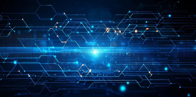 Digital Neon Theme Illustration with Optical Complex Plan and Digital ...