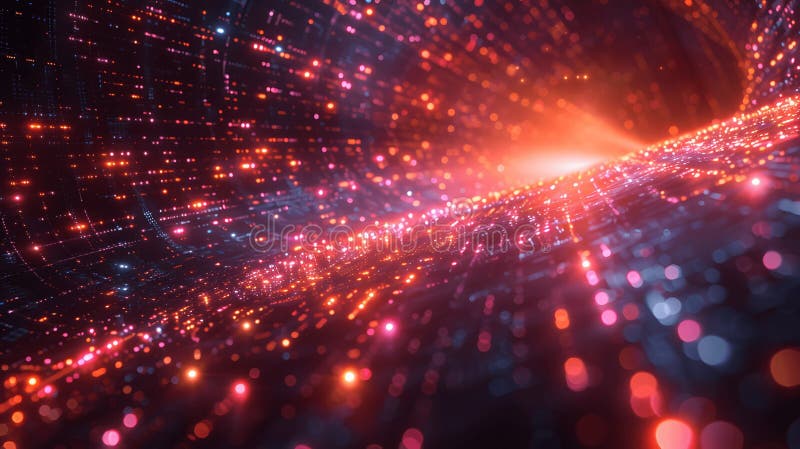 Digital Neon Web, Illustrating Tech Interconnectedness. Stock ...