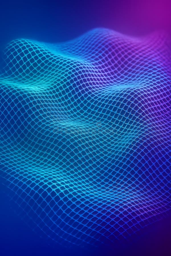 Digital Net Simulating Ocean Waves Symbolizing Interconnected Data and ...