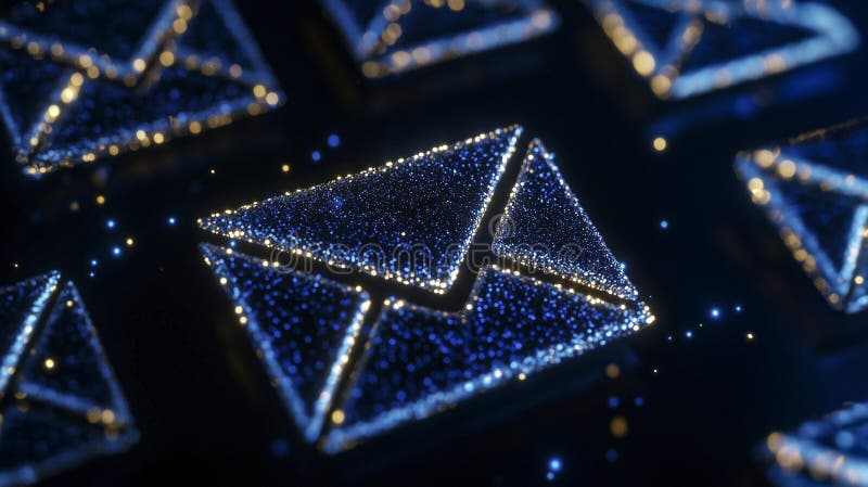 Digital Network Abstract Background with Glowing Mail Icons Stock Image ...