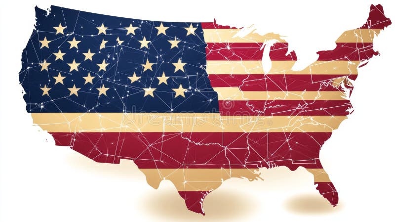 Digital Network Across United States Map, Symbolizing National ...