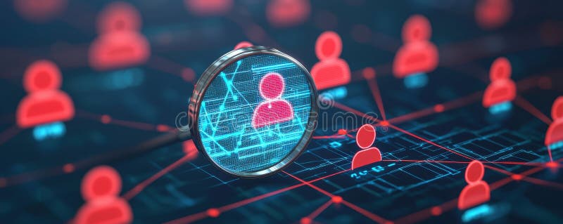 Digital Network Analysis Magnifying Glass Focusing on a Key Profile ...
