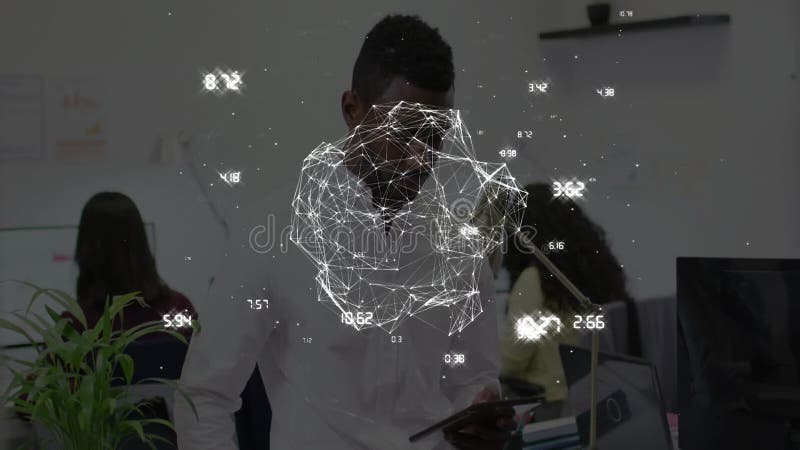 Digital Network Animation Over Person Using Tablet in Modern Office ...