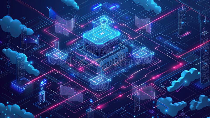 Digital Network Architecture Stock Illustration - Illustration of ...