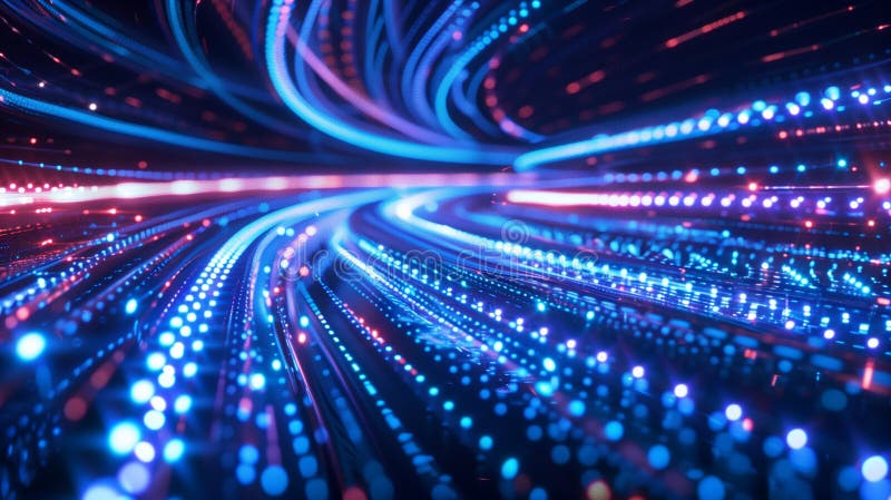 Digital Network with Blue and Red Glowing Lines in Motion for ...