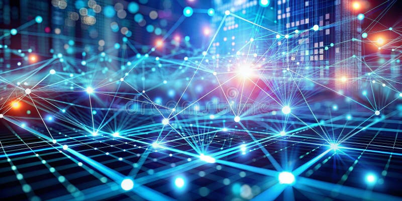 Digital Network a Cityscape of Connections, Blue , Network , Cityscape ...