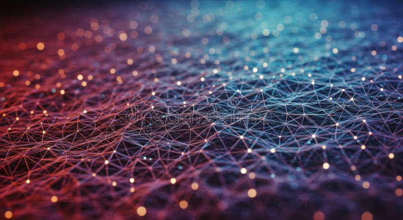 Digital Network Composed of Interconnected Nodes and Lines Creates a ...