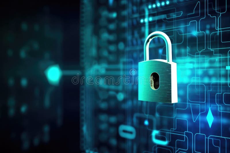 Digital Network Concept Privacy Safe Secure Lock Padlock Technology ...