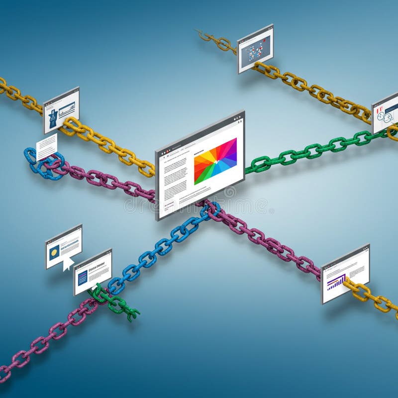 Digital Network Concept Visualizing Interconnected Web Pages, Each ...
