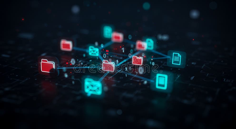 Digital Network: Connected Data Folders, Files, & Emails on a Secure ...