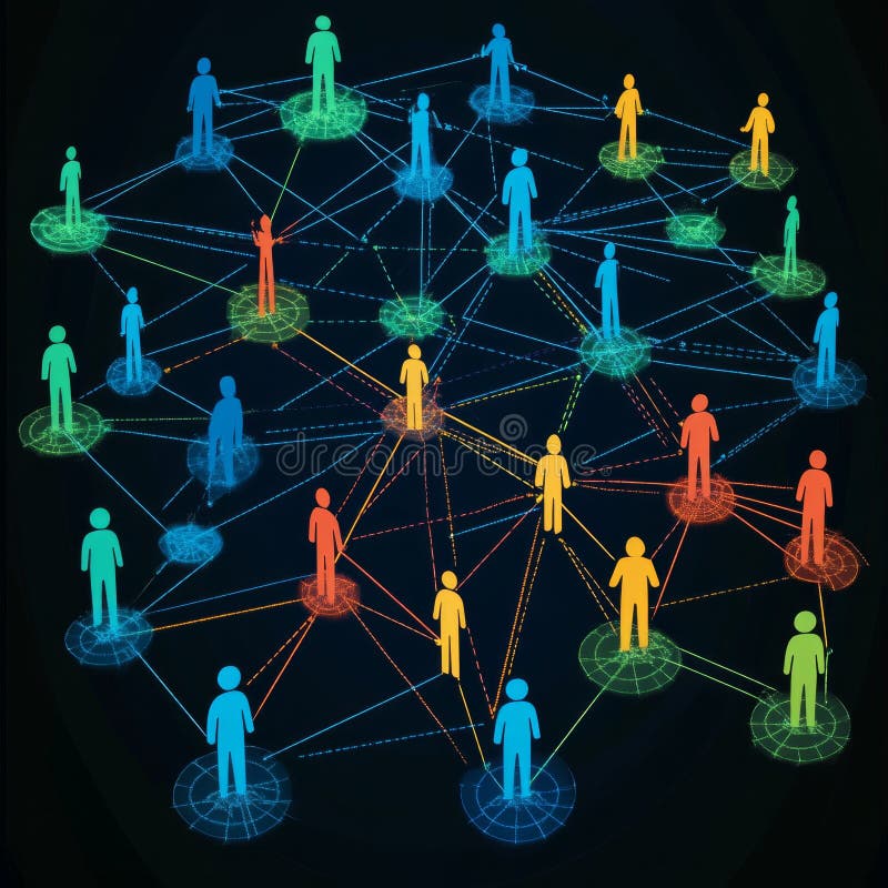Digital Network of Connected People Illustrating Communication and ...