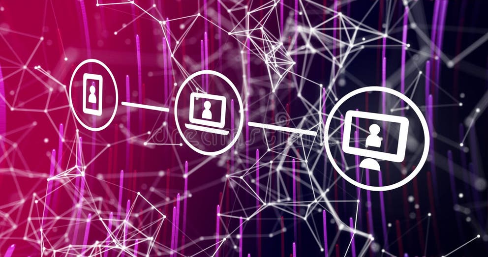 Digital Network Connecting Devices with Abstract Lines and Glowing ...