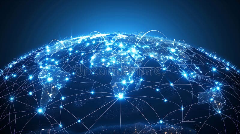 Digital Network Connecting Global Continents Stock Illustration ...