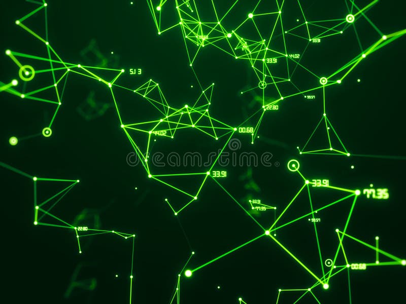 Digital Network Connecting with Line Abstract Background, Green Theme ...