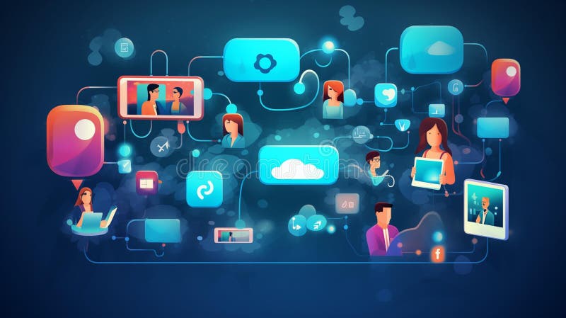 Digital Network Connecting People through Technology Across Various ...