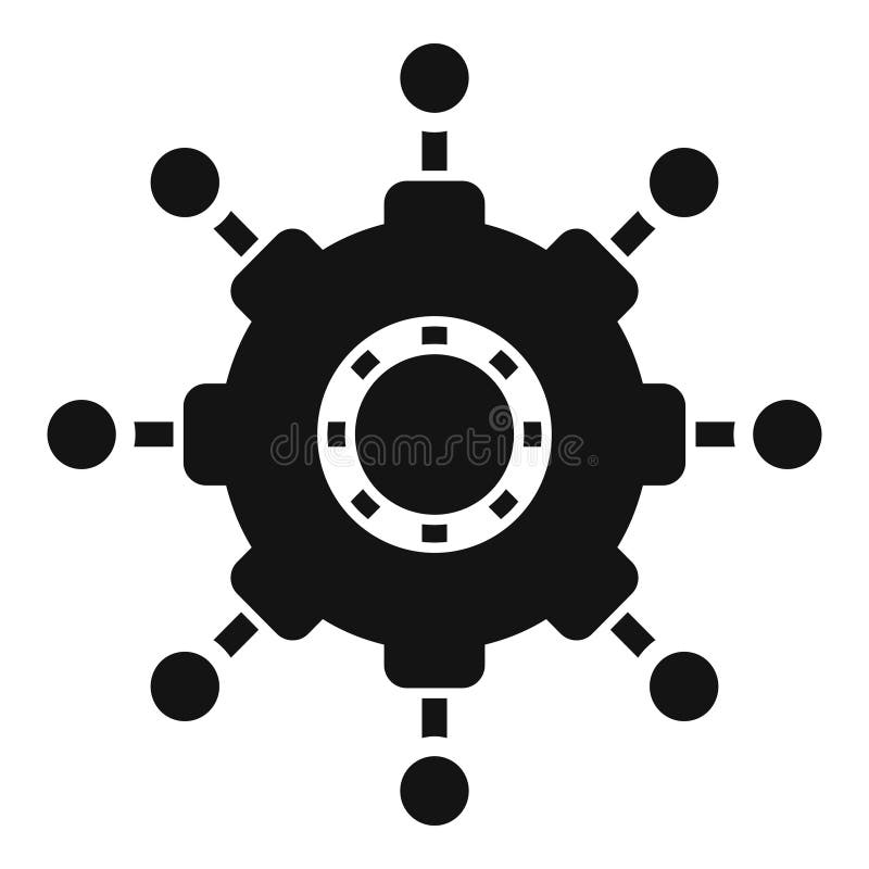 Digital Network is Connecting Points Around a Central Gear Stock ...