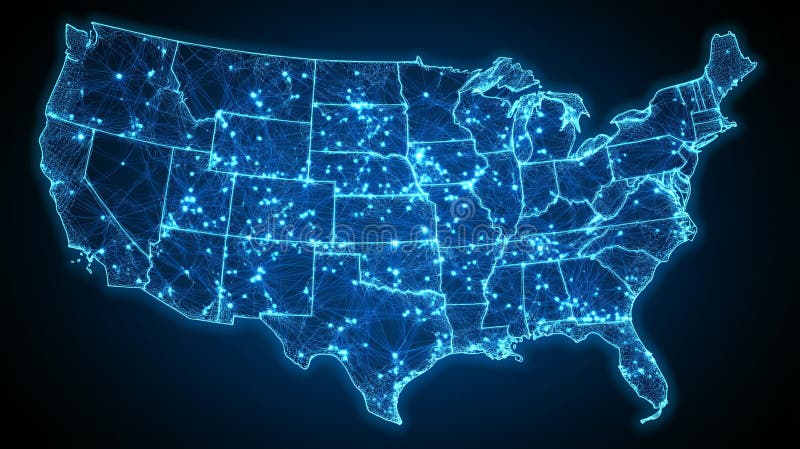 Digital Network Connecting US States Technological Infrastructure, Data ...