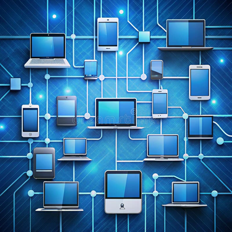 Digital Network Connecting Various Devices Stock Photo - Image of ...