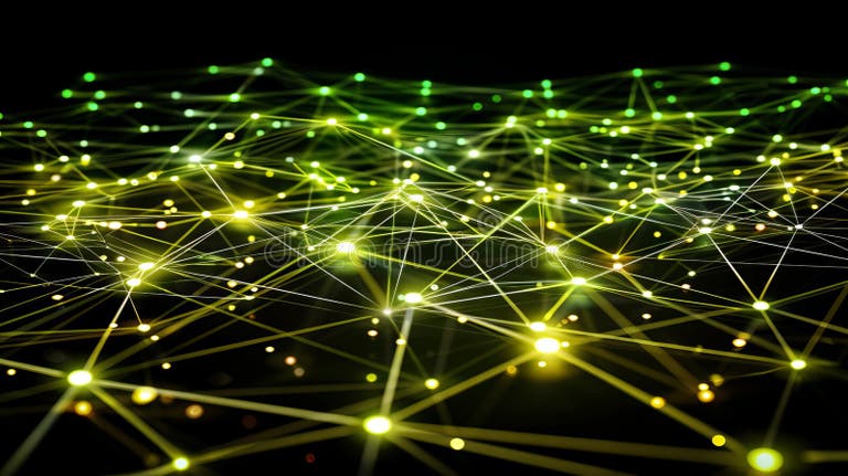 Digital Network Connection: Abstract Plexus Background with Glowing Nodes Stock Illustration ...
