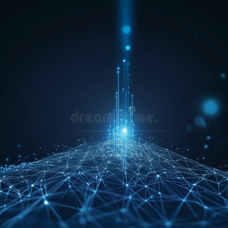 Digital Network Connection with Blue Abstract Futuristic Technology ...