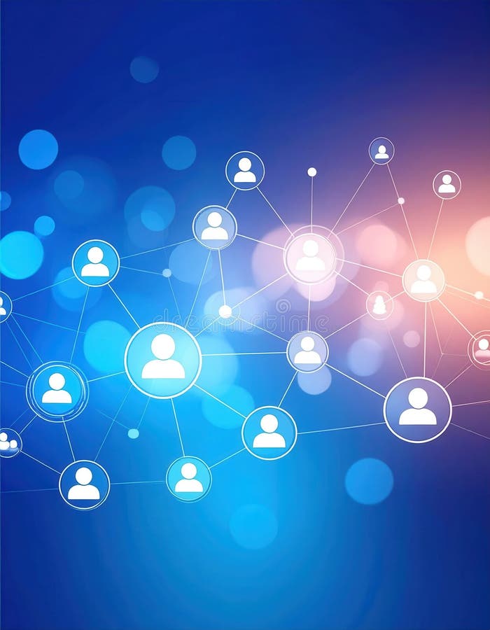 Digital Network Connection Concept with Multiple User Icons and Light ...