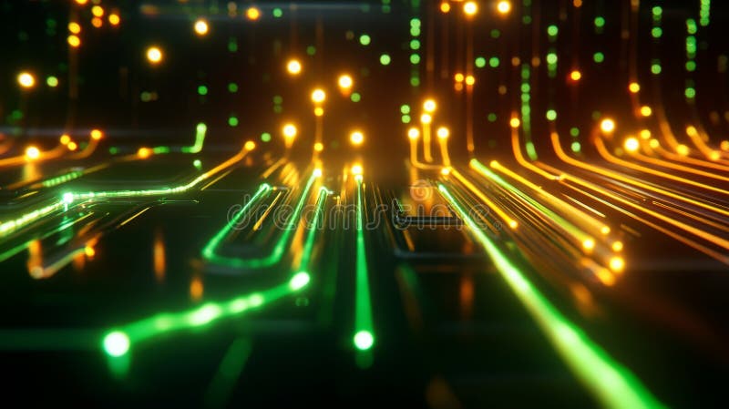 Digital Network Connection with Glowing Lines Abstract Digital Network ...