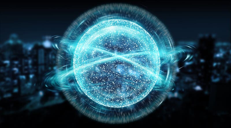 Digital Network Connection Sphere Interface 3D Rendering Stock ...