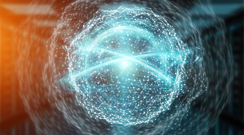 Digital Network Connection Sphere Interface 3D Rendering Stock ...