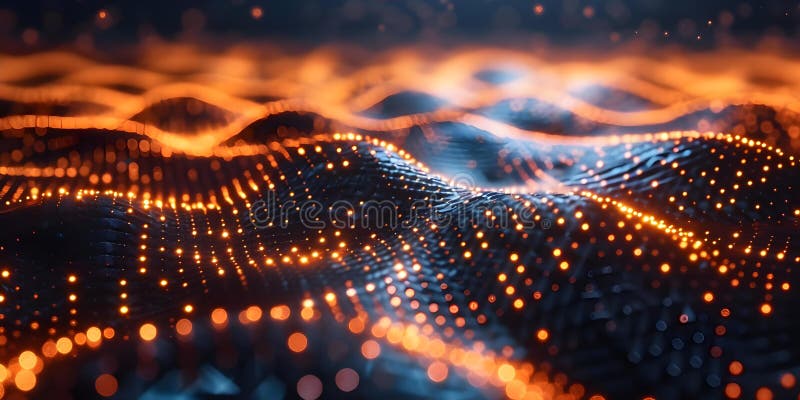 Digital Network Connection Structure Abstract D Rendering Of Binary Waves And Data Points