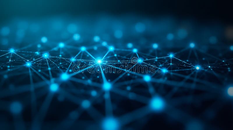 Digital Network Connections Create a Vast Web of Light in a Futuristic ...